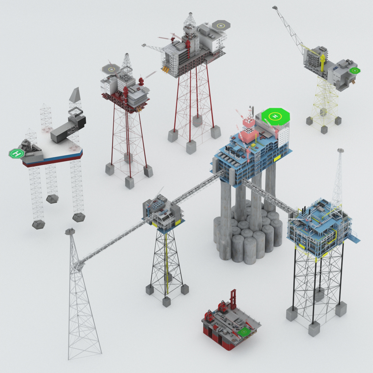 Oil rig platform pack 3D model - TurboSquid 1194271