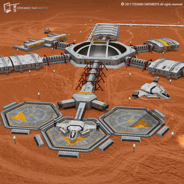 Sci-fi moon mars base 3D model - TurboSquid 1195394