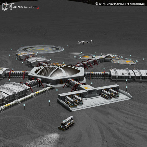 Sci-fi moon mars base 3D model - TurboSquid 1195394