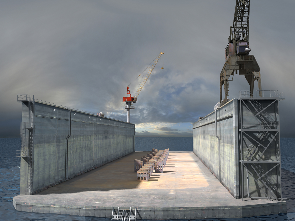 3D dry dock model - TurboSquid 1195646