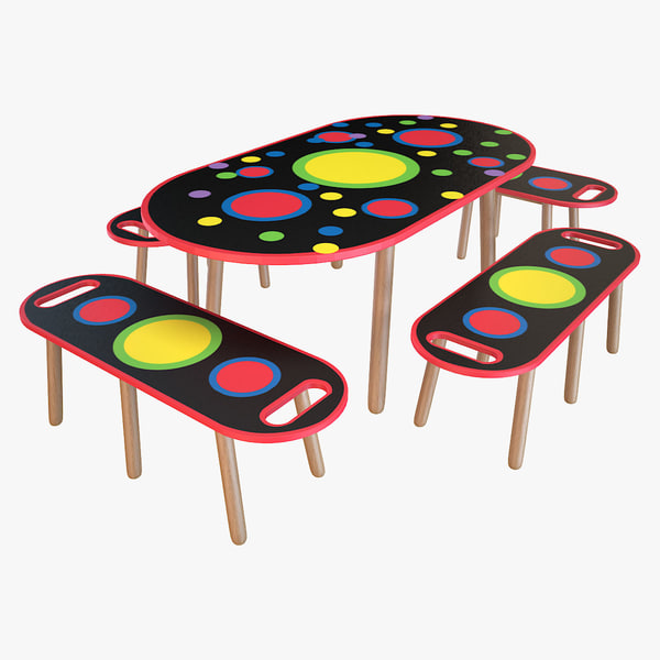 3D model kids table bench 1 - TurboSquid 1196576