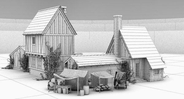 3D medieval town village - TurboSquid 1198331