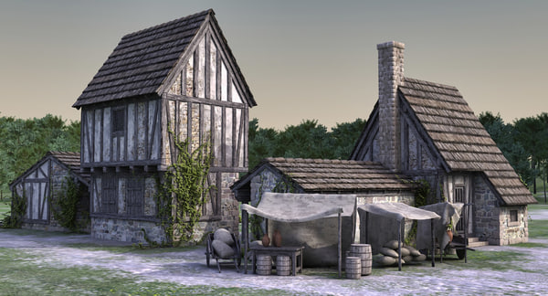 3D medieval town village - TurboSquid 1198331