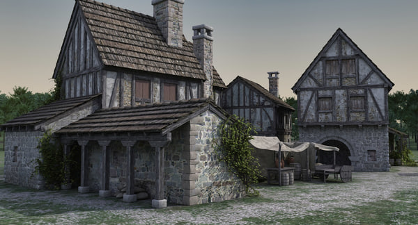 3D medieval town village model - TurboSquid 1198333