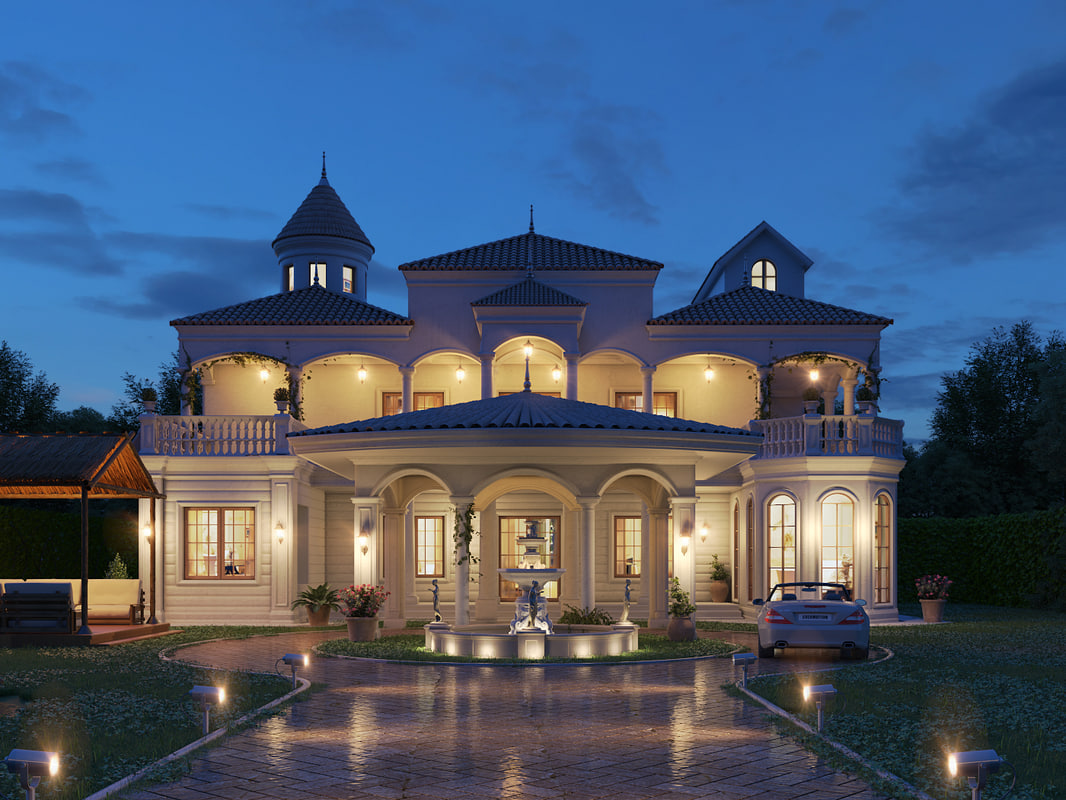 Colonial villa 3D - TurboSquid 1199175