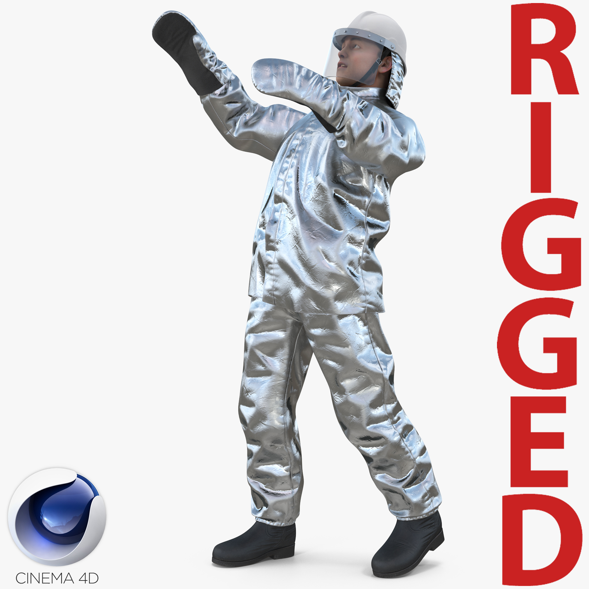 Firefighter wearing aluminized proximity model - TurboSquid 1199260