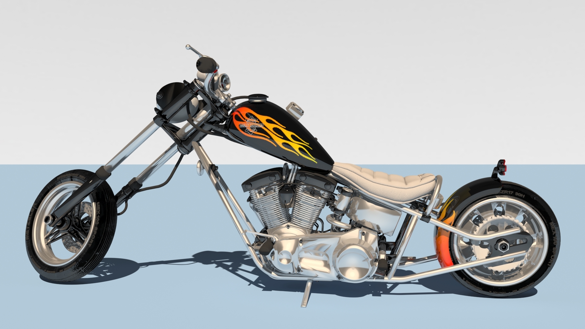 3D harley davidson chopper model - TurboSquid 1199858