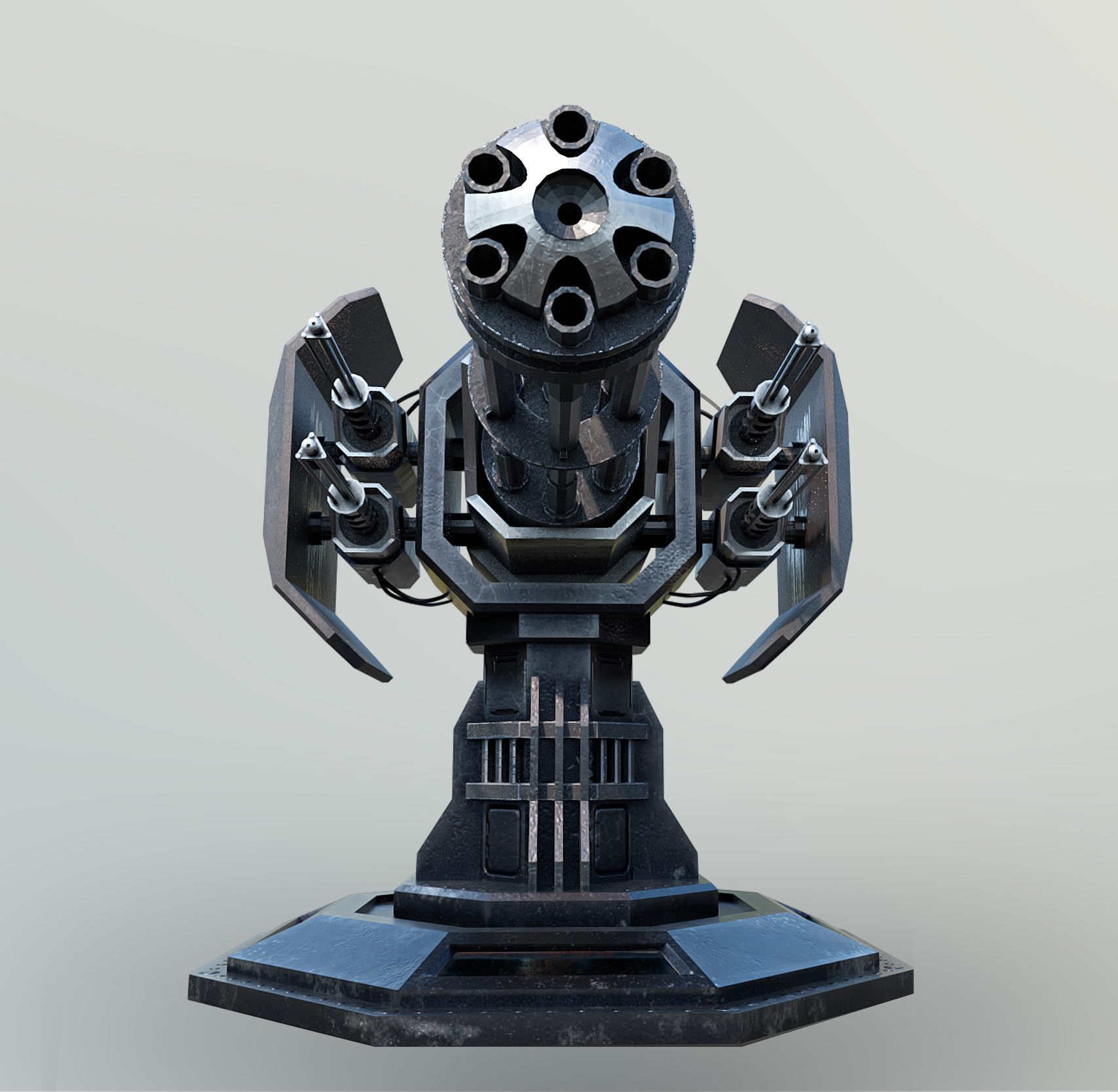 3D minigun turret model - TurboSquid 1200573