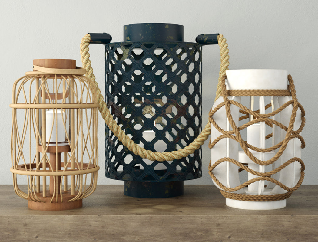 Rope rattan lanterns 3D - TurboSquid 1200689