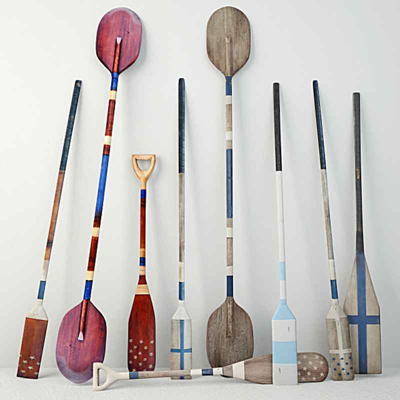 3D vintage wooden paddles oars model - TurboSquid 1203037