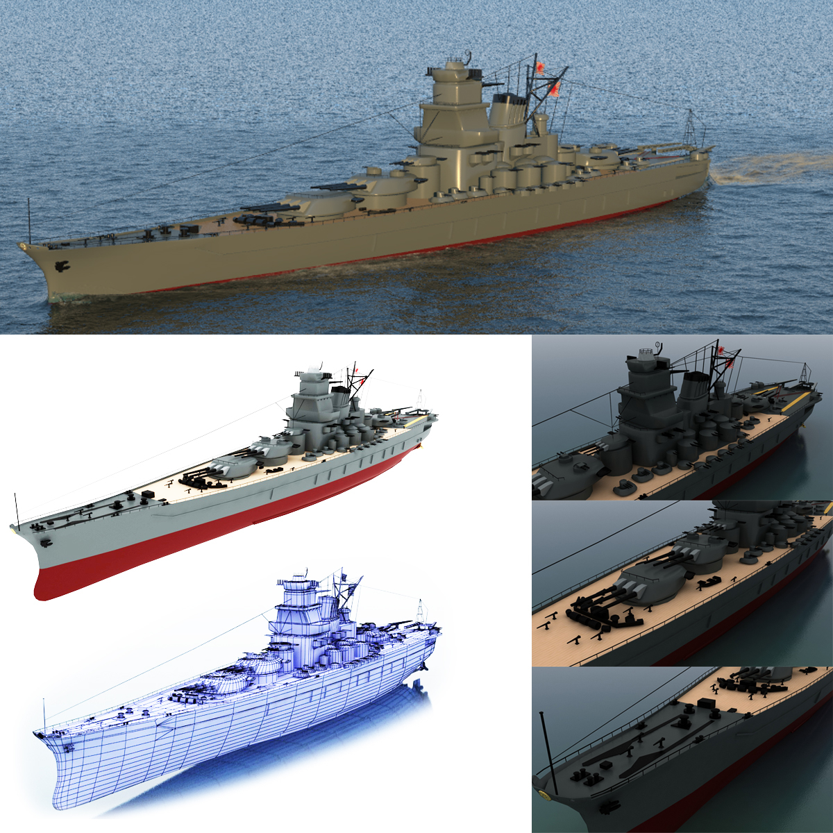 Simulation yamato ship battleships 3D model - TurboSquid 1203423