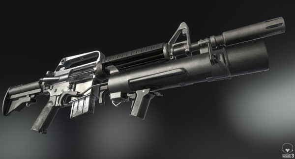 Xm177 grenade launcher 3D model - TurboSquid 1203528