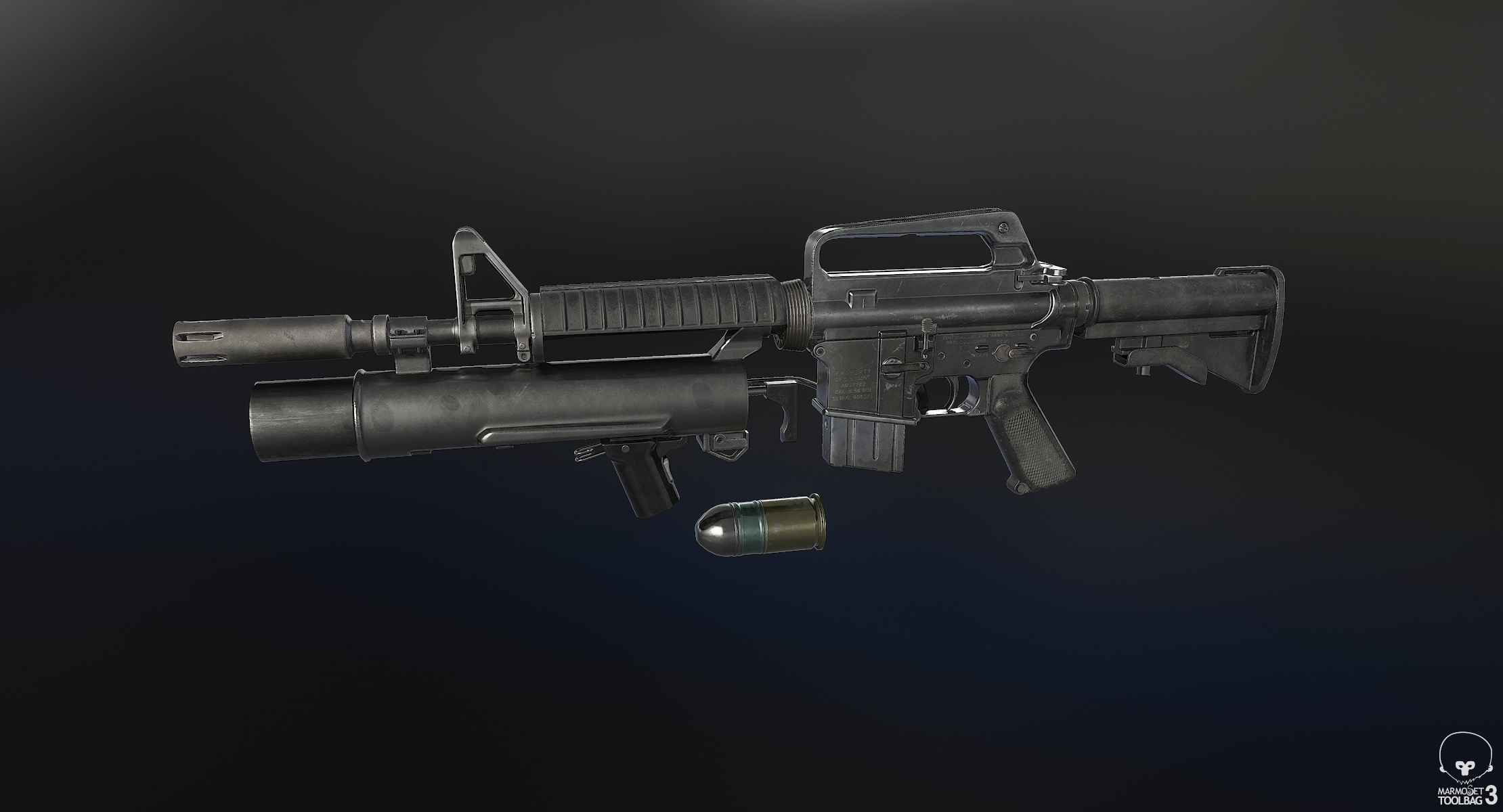 Xm177 grenade launcher 3D model - TurboSquid 1203528