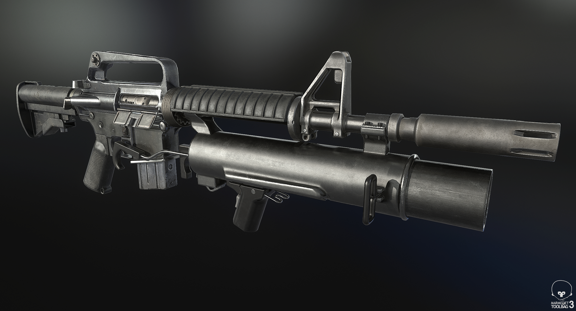 Xm177 grenade launcher 3D model - TurboSquid 1203528