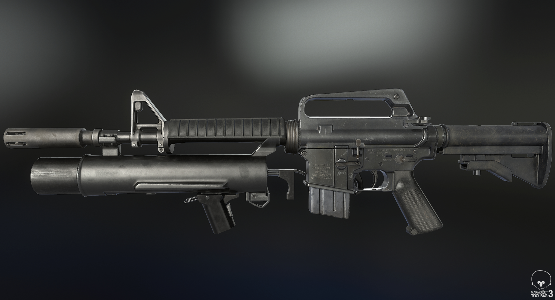 Xm177 grenade launcher 3D model - TurboSquid 1203528