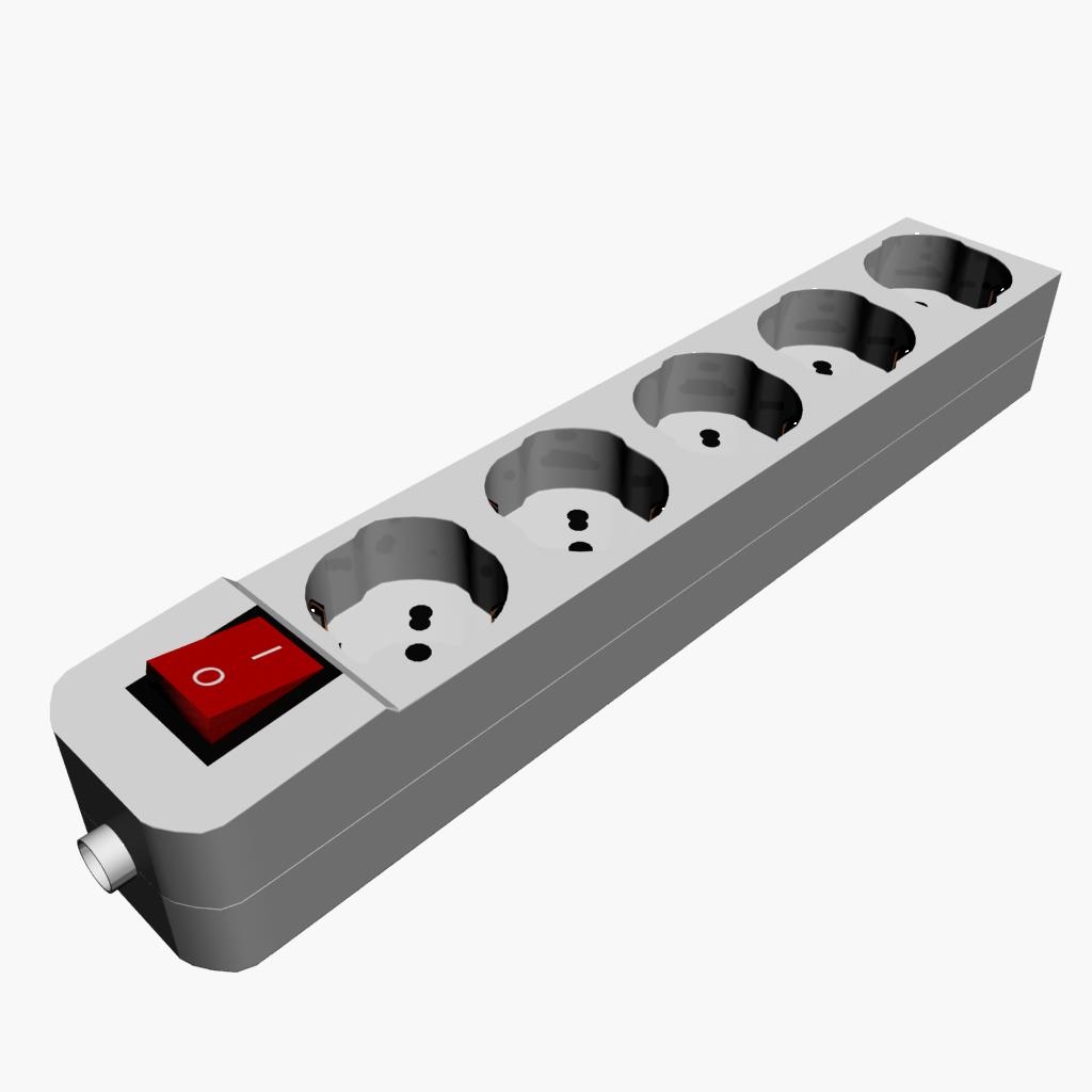Schuko power strip 1 model - TurboSquid 1205885