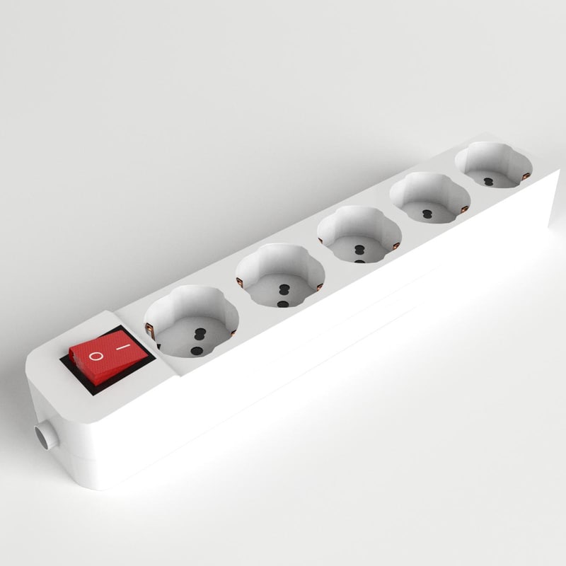 Schuko power strip 1 model - TurboSquid 1205885