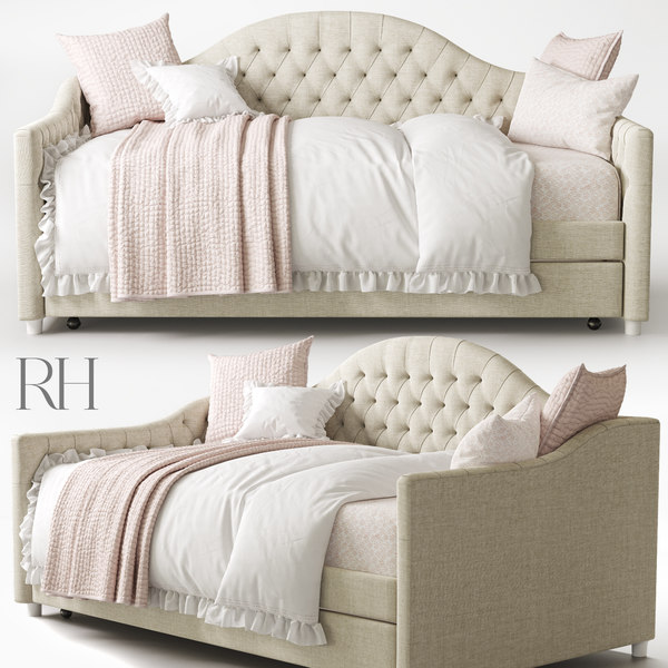 RH REESE TUFTED DAYBED MIT TRUNDLE 3D-Modell - TurboSquid 1206222