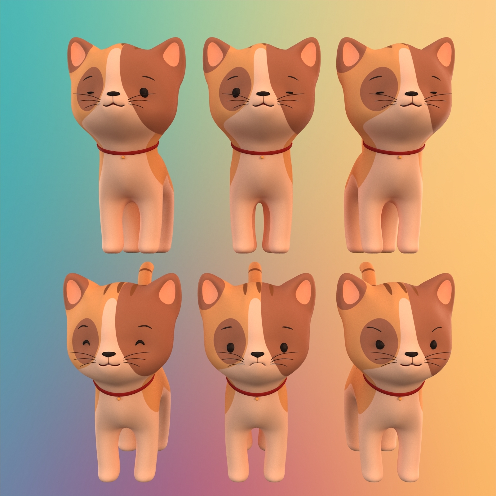 Cute cartoon cat 3D model - TurboSquid 1206414