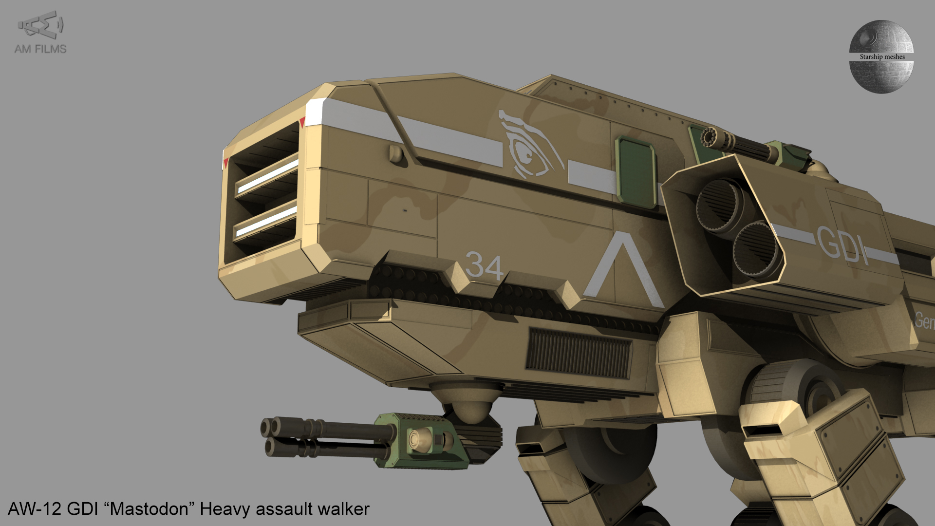 Aw-12 mastodon gdi walker 3D model - TurboSquid 1207912