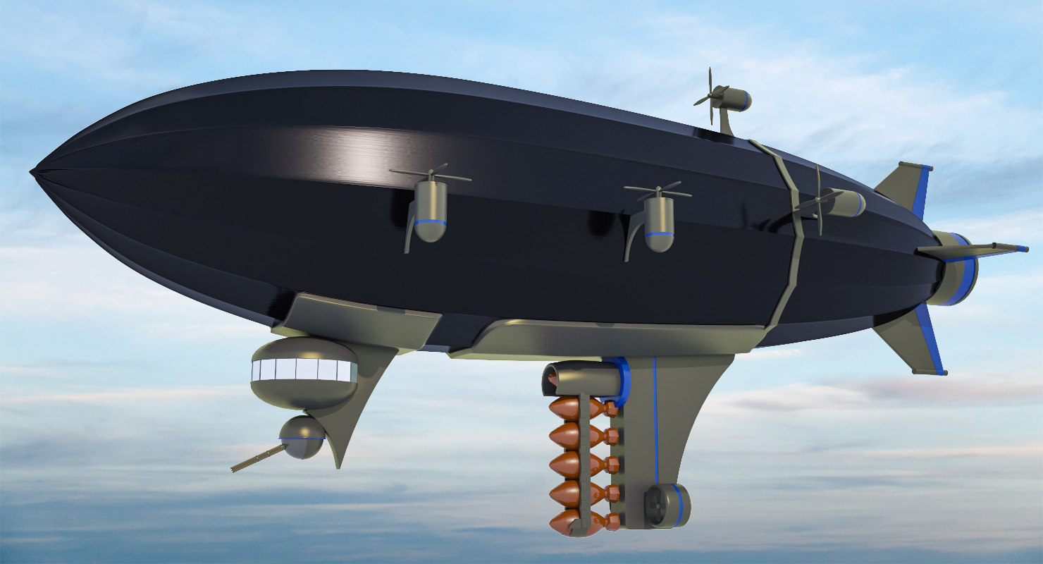 modelo 3d Army Zeppelin - Dirigible de ciencia ficción - Low Poly ...