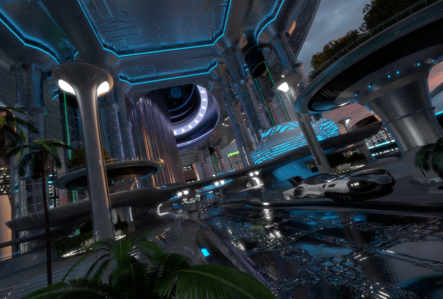 Future city 7 night building 3D model - TurboSquid 1209784