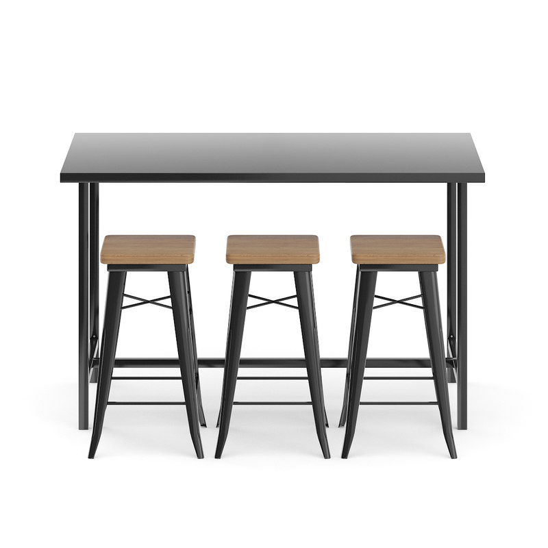 3D black bar table stools - TurboSquid 1210616