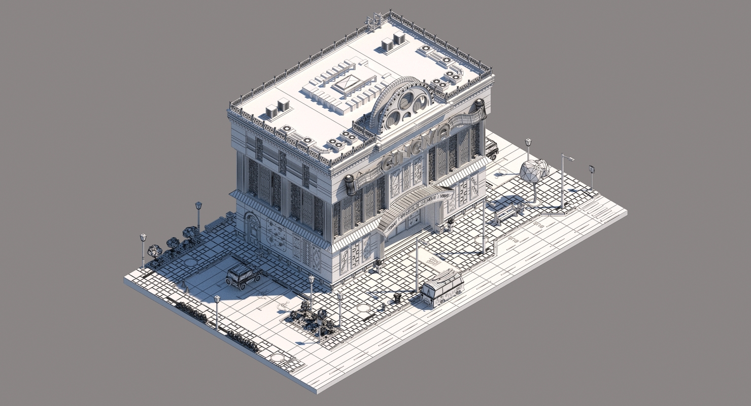 3D building movie theater - TurboSquid 1210742
