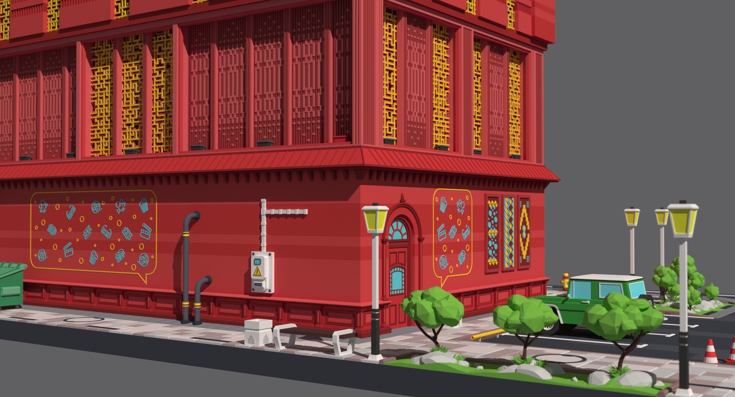 3D building movie theater - TurboSquid 1210742