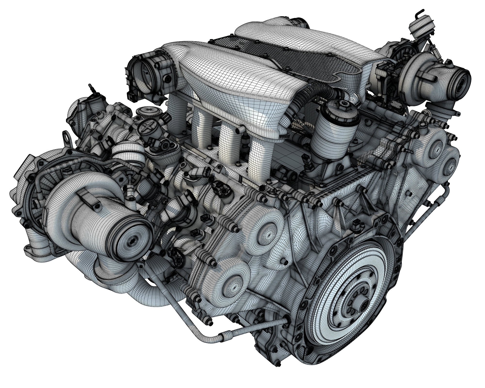Turbocharged v8 engine 3D model - TurboSquid 1212539