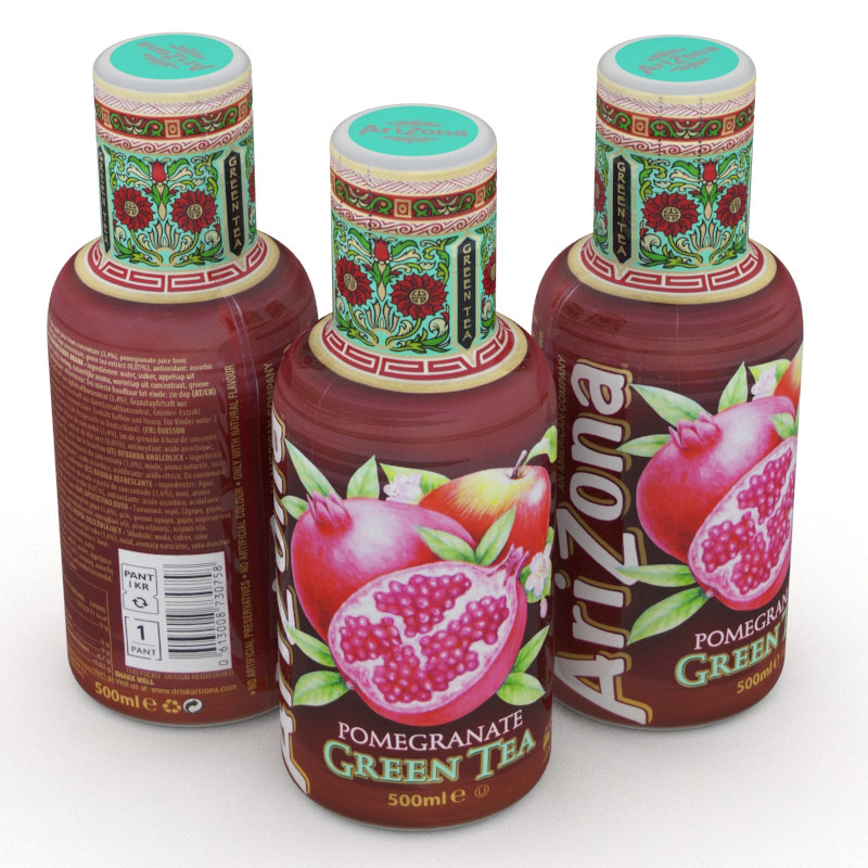 modelo 3d Botella de bebida Arizona granada té verde 500 ml ...