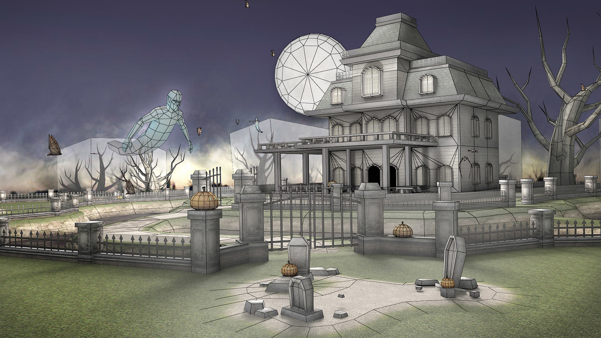 Haunted house cemetery 3D - TurboSquid 1213932