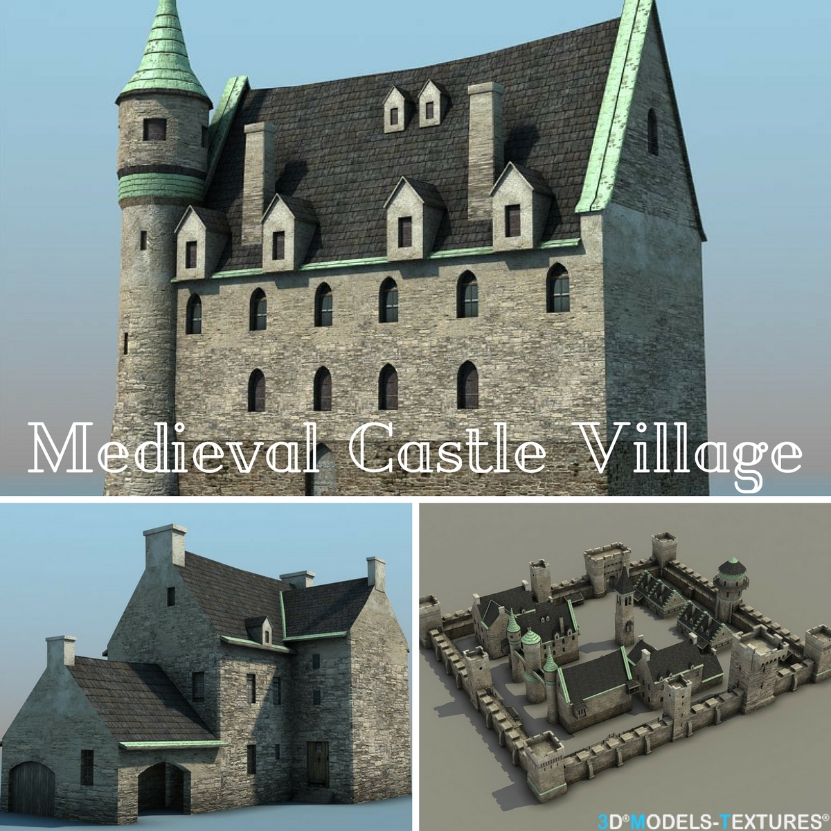 3D model medieval castle village - TurboSquid 1213946