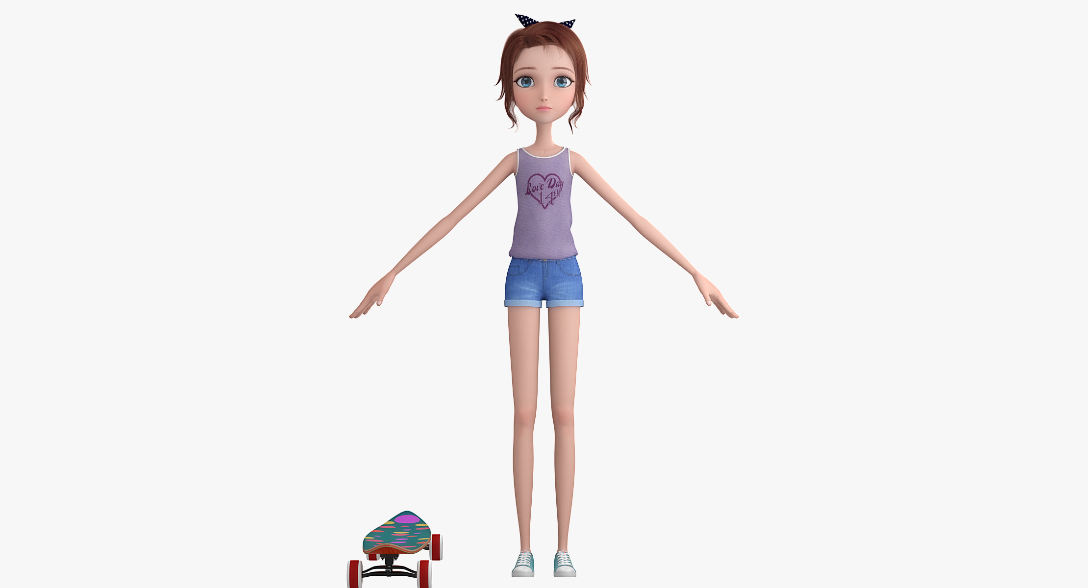 Cartoon Girl Rigged 3d Model Turbosquid 1214028