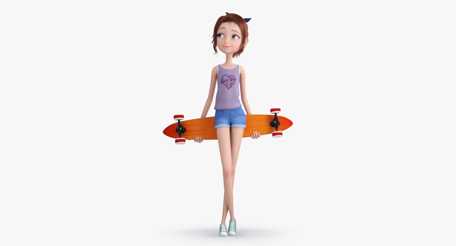 Cartoon girl rigged 3D model - TurboSquid 1214028