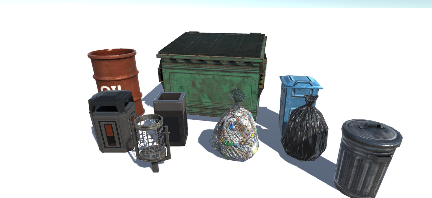 Trash set bins 3D model - TurboSquid 1214044
