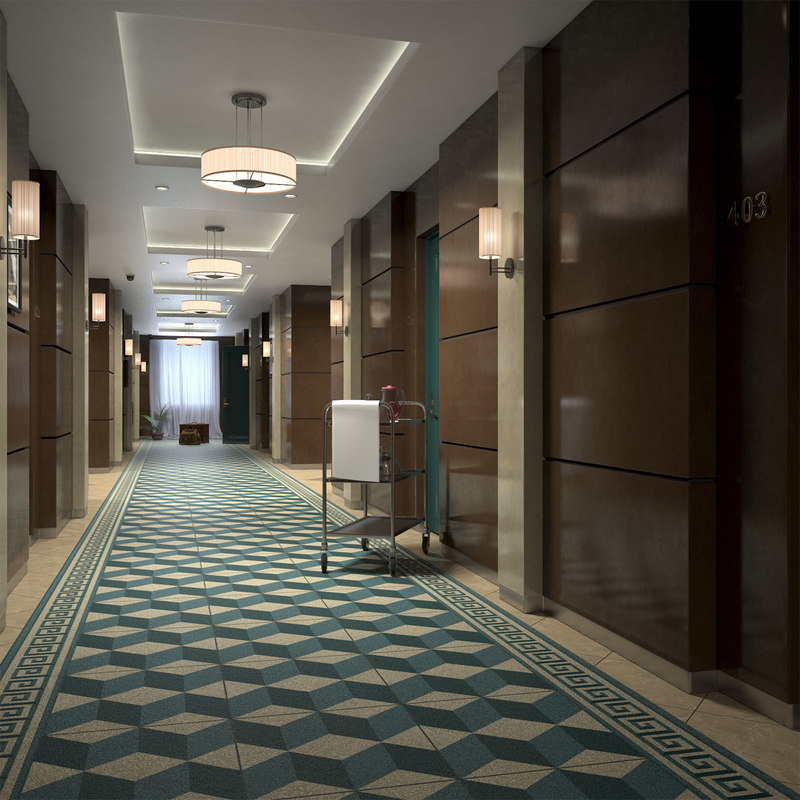 3D hotel corridor - TurboSquid 1215006