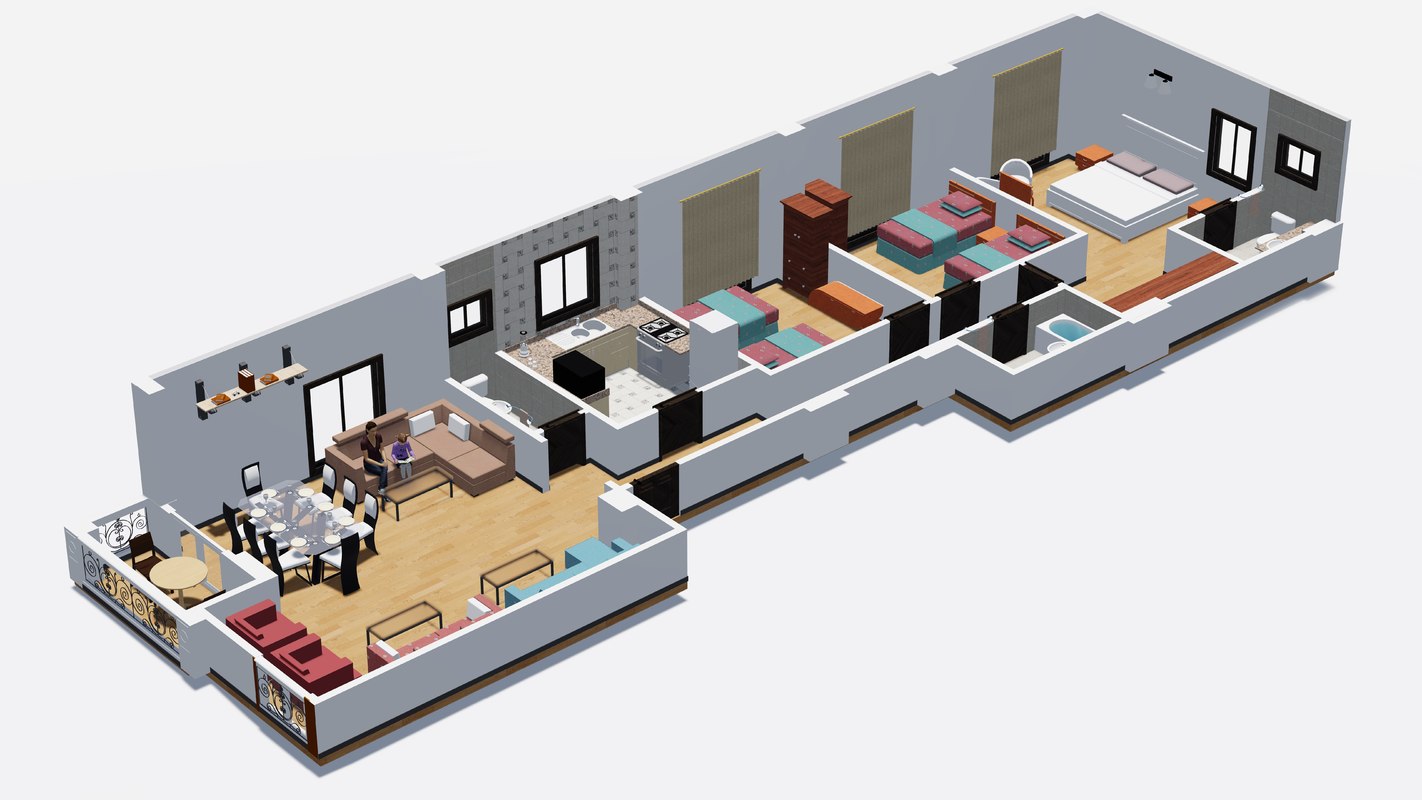 3D Interior Apartment Revit TurboSquid 1215301