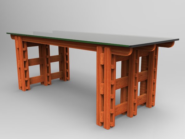modelo 3d Mesa de madera y vidrio - TurboSquid 1216603