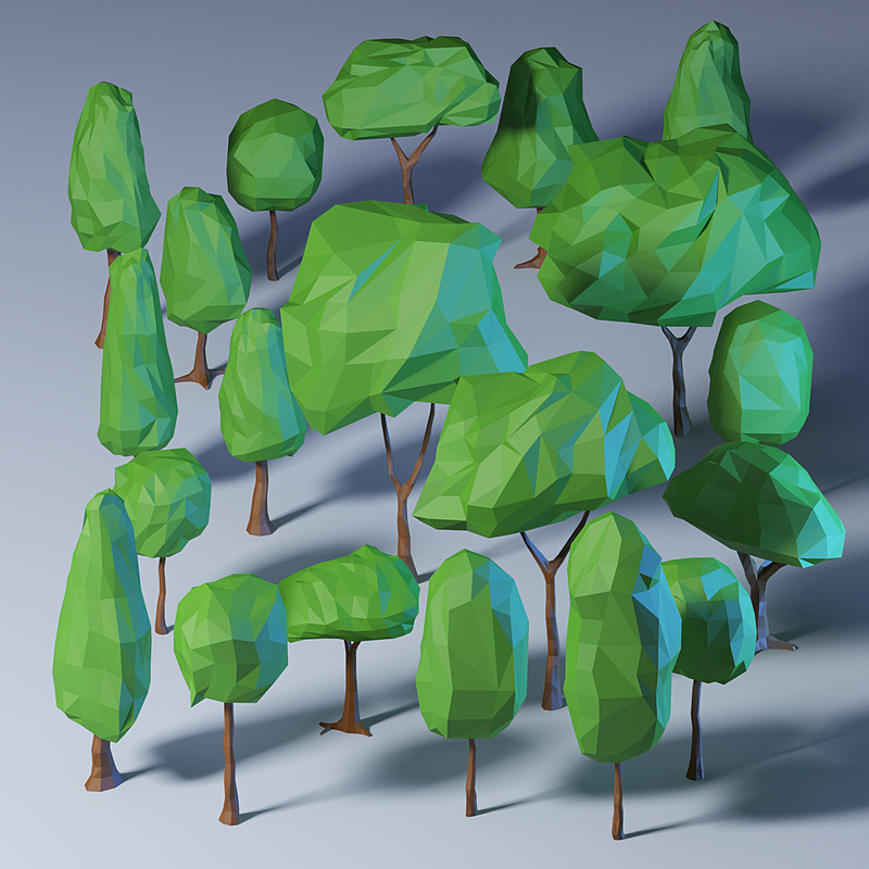 Polygonal trees pack model - TurboSquid 1216696