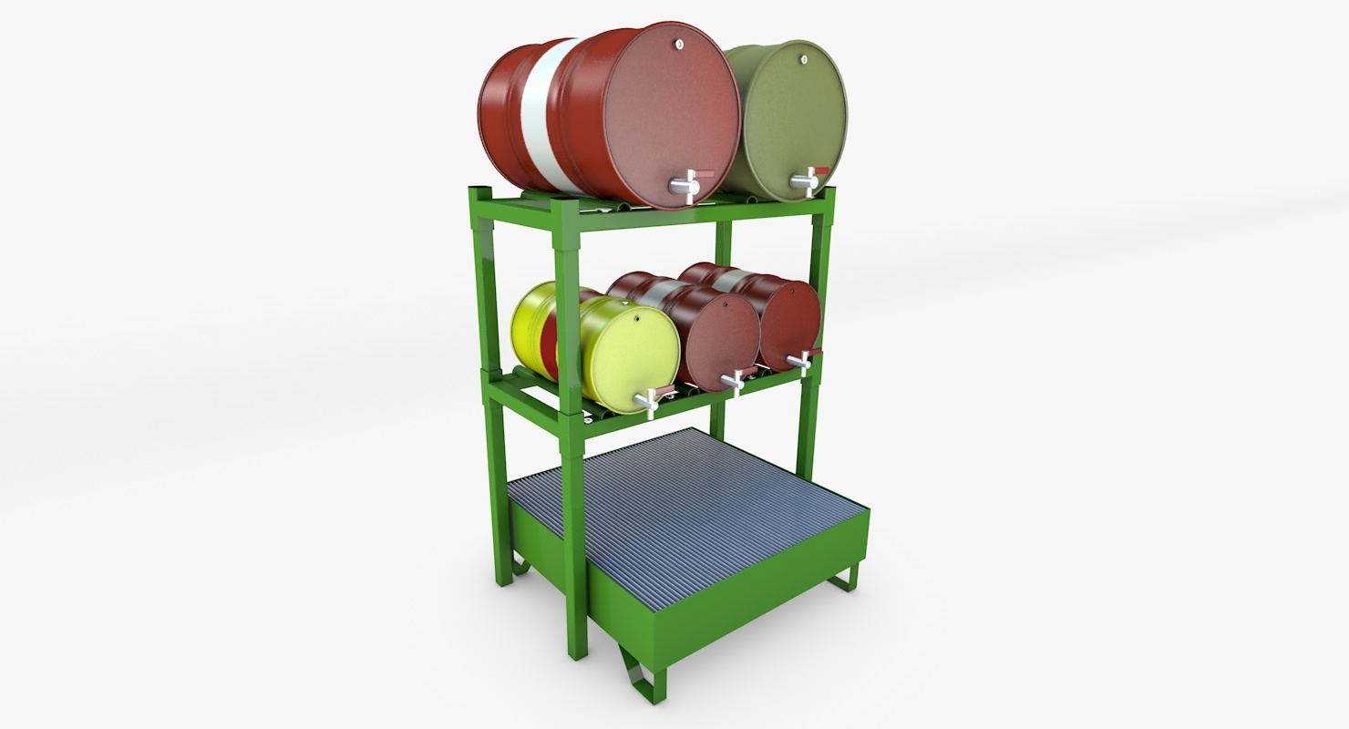 3D oil barrel storage rack model - TurboSquid 1218544