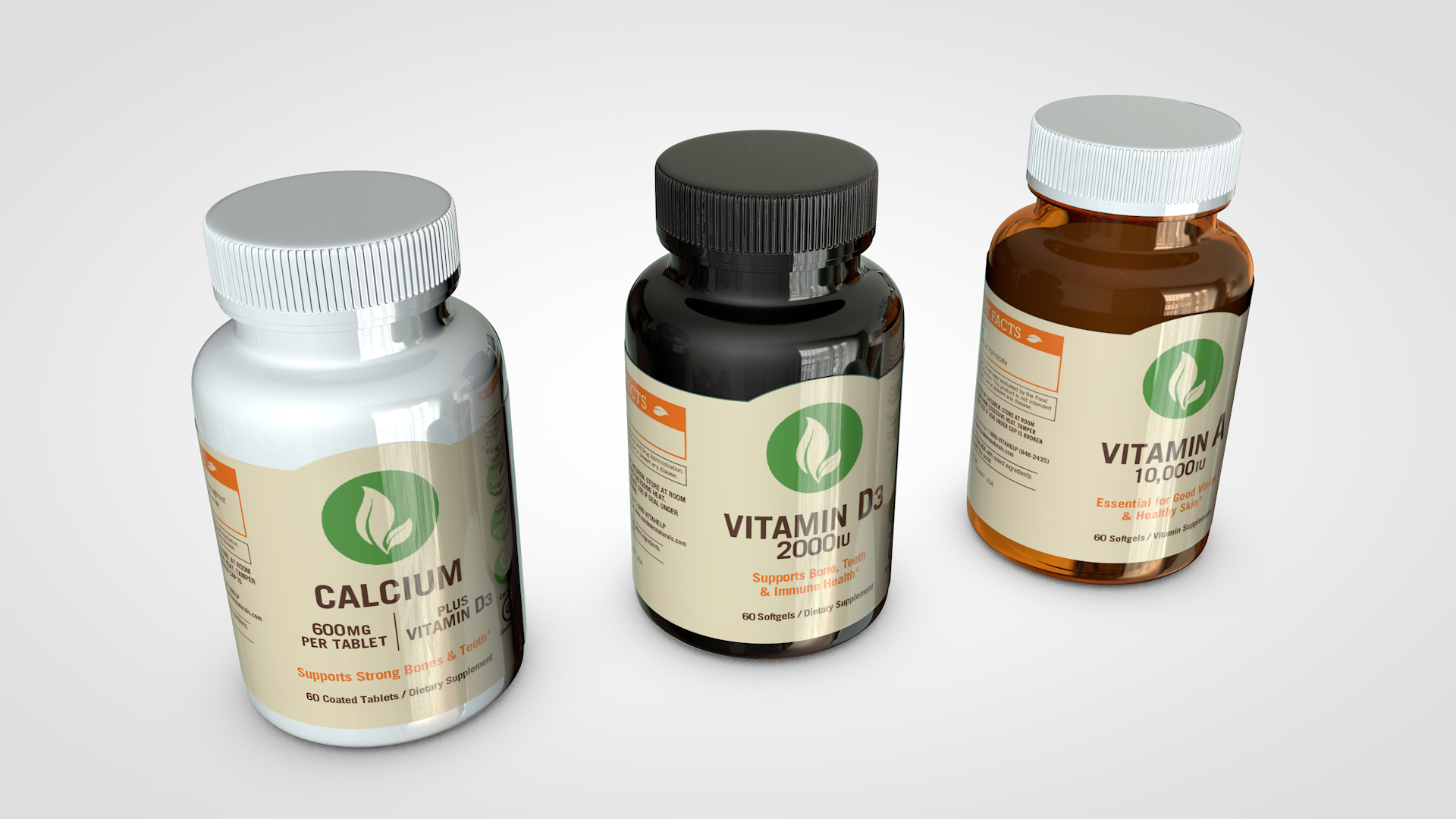 Supplement bottles mockup 3D model - TurboSquid 1218556