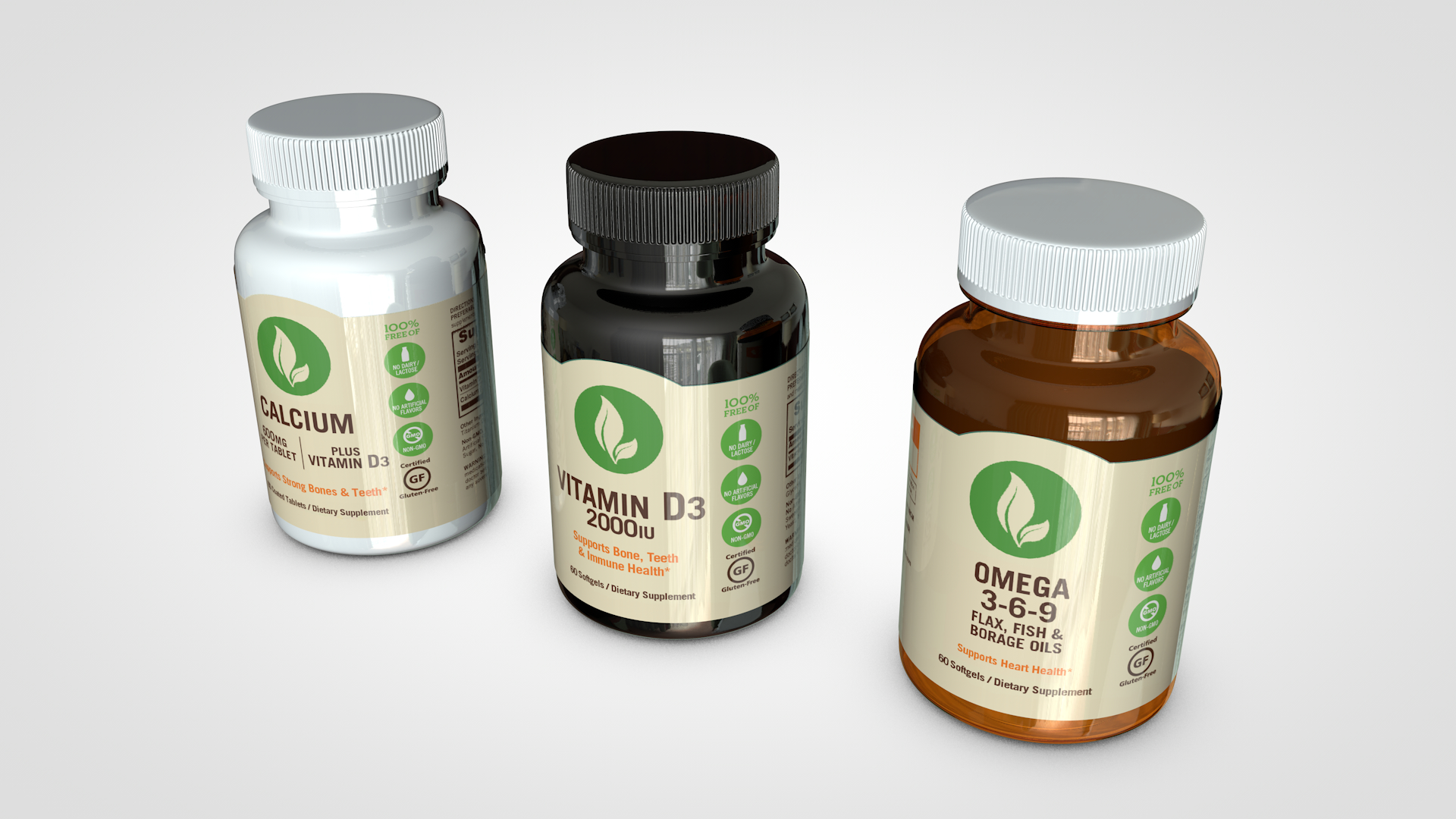 Supplement bottles mockup 3D model - TurboSquid 1218556