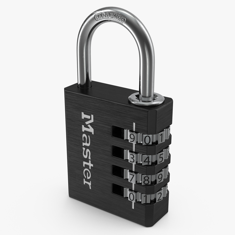 Combination padlock master black 3D model - TurboSquid 1219493