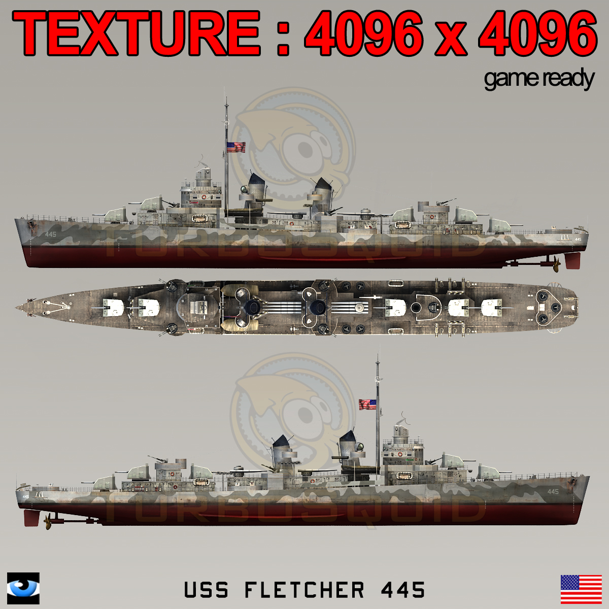 3D uss fletcher dd model - TurboSquid 1220916