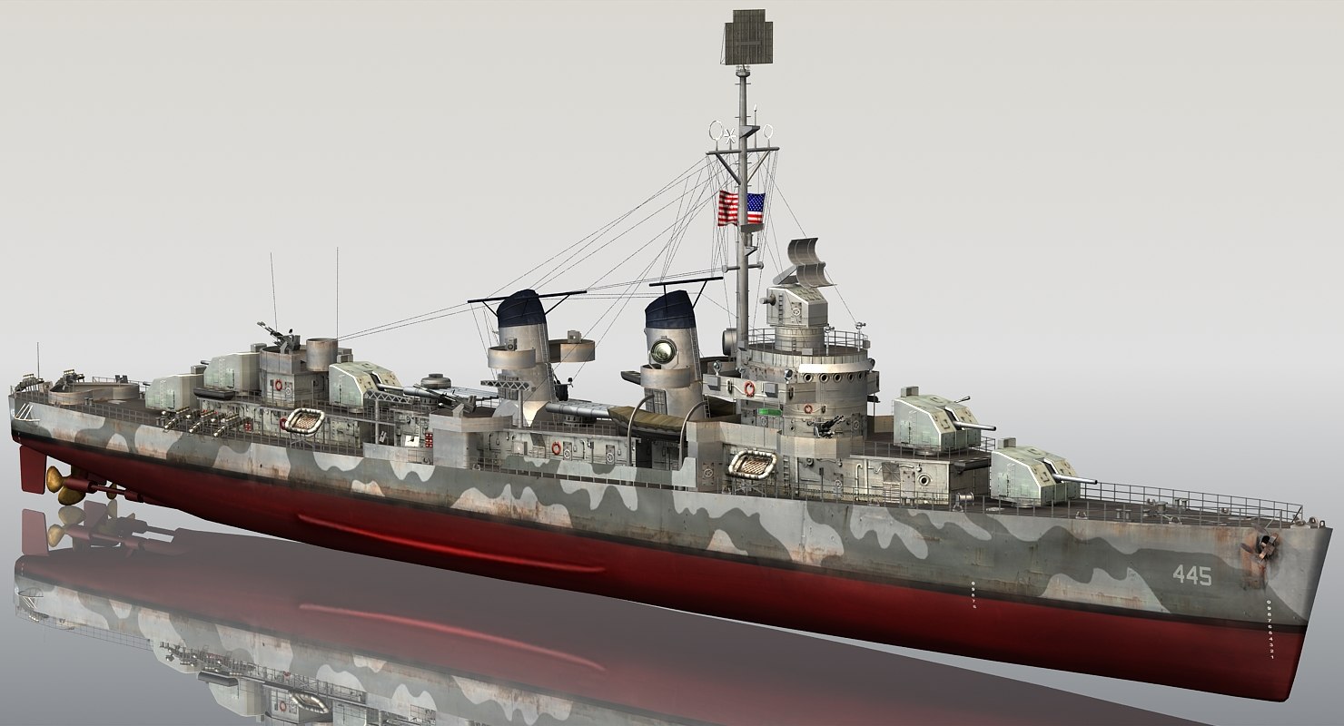 Uss fletcher class destroyer model - TurboSquid 1220940