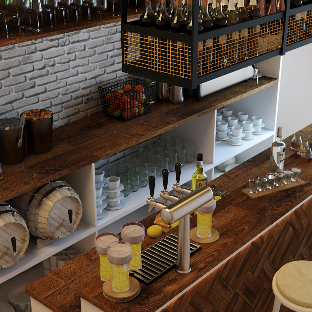 3D bar counter model - TurboSquid 1222340