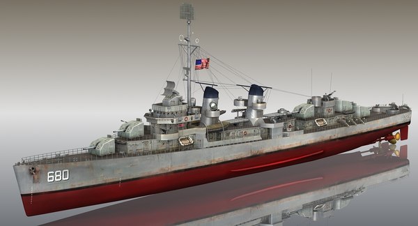 USS Melvin DD-680蓝魔弗莱彻级驱逐舰3D模型 - TurboSquid 1222388