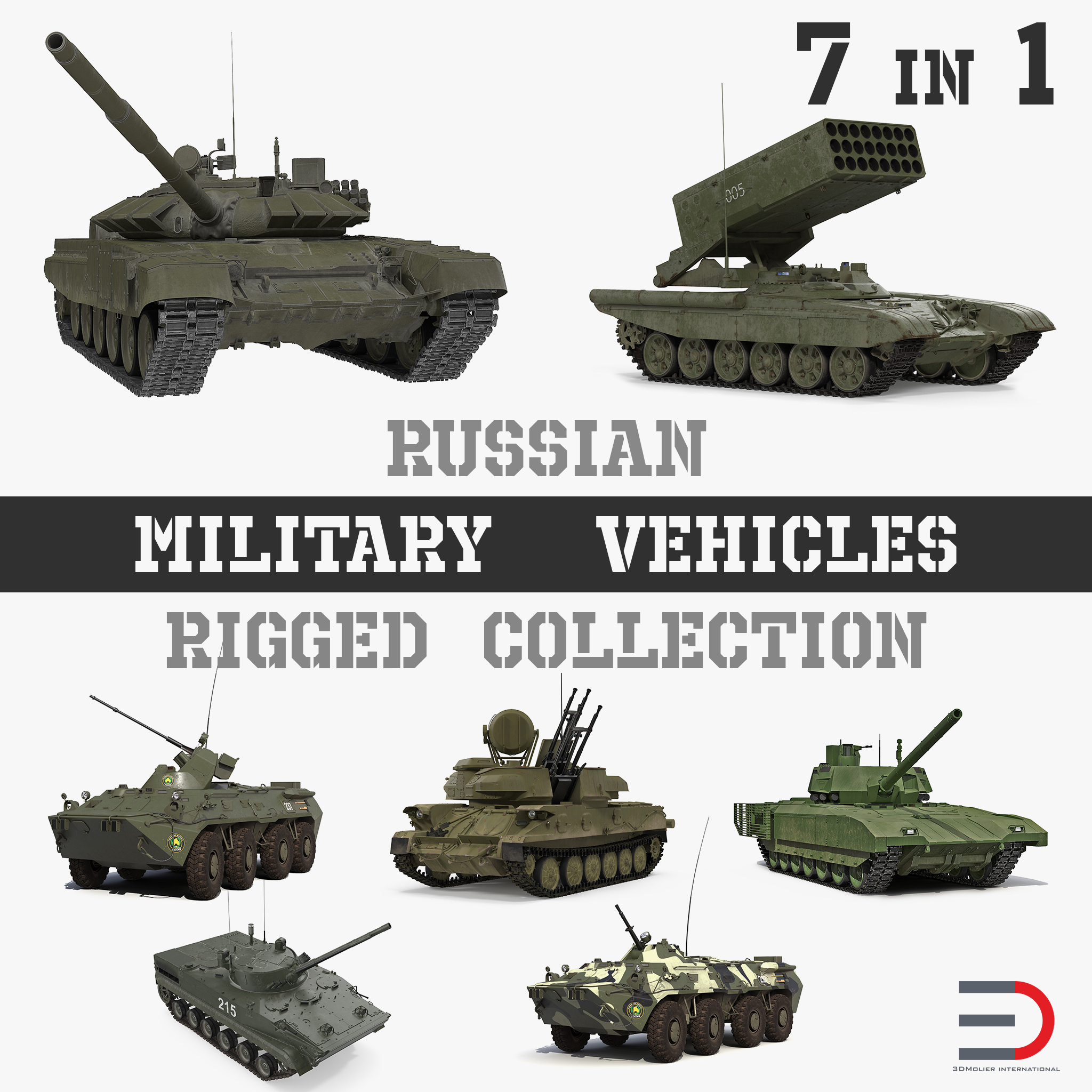 Rigged russian military vehicles 3D model - TurboSquid 1223077