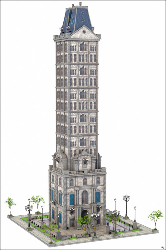 3D old skyscraper sky model - TurboSquid 1223942